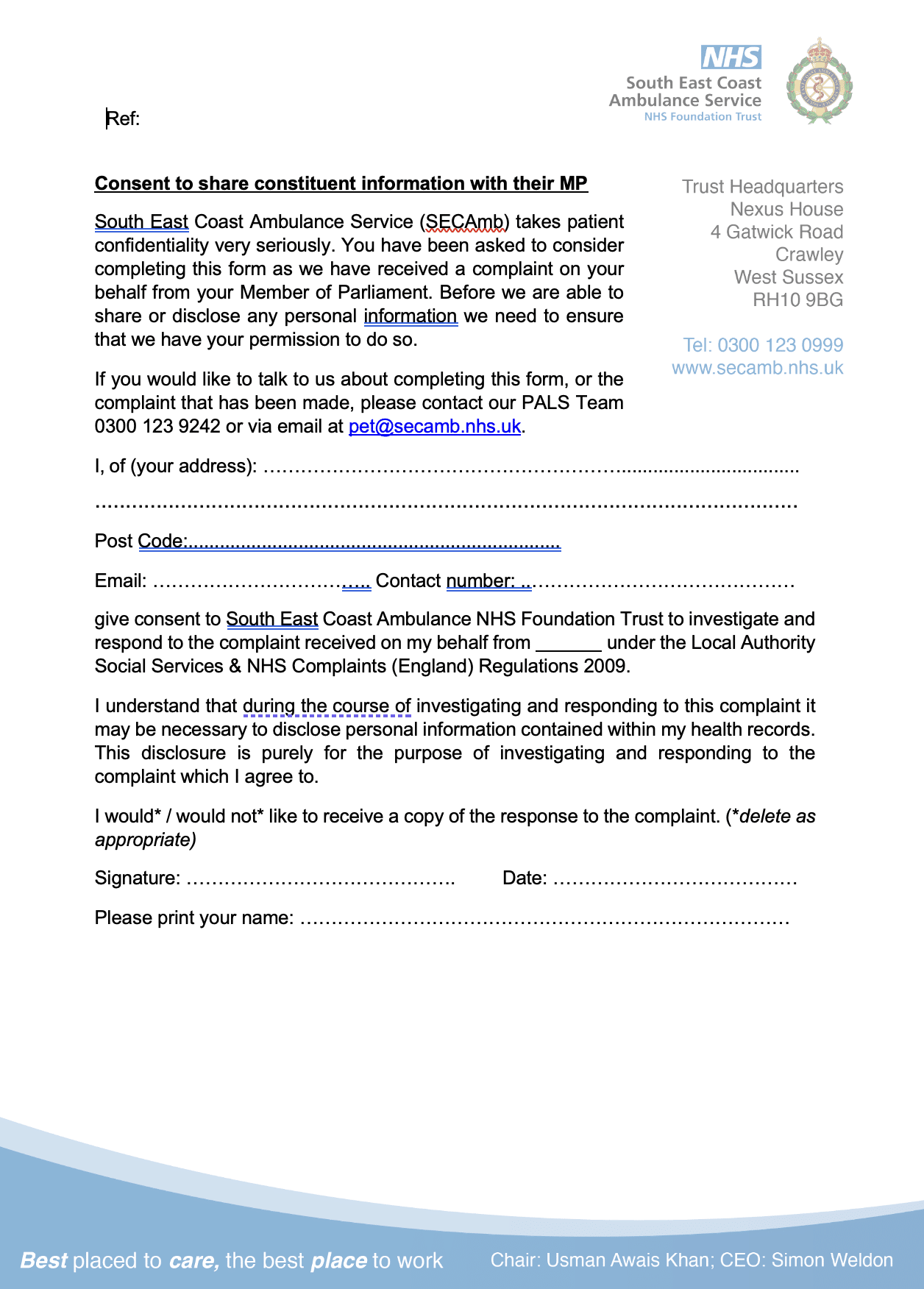 MP constituent complaints - NHS South East Coast Ambulance Service