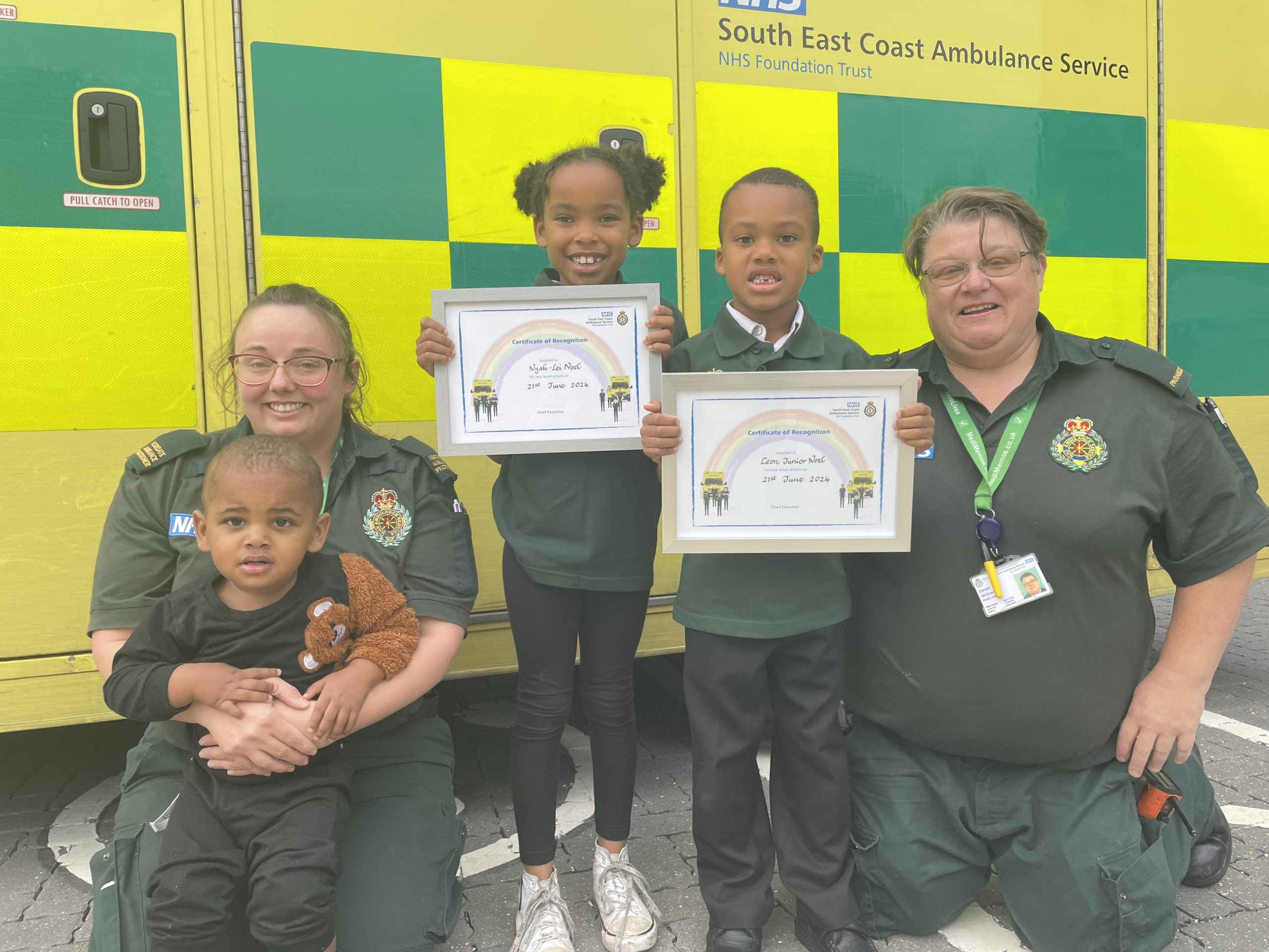 Child callers reunited with crew who helped their mum - NHS South East ...
